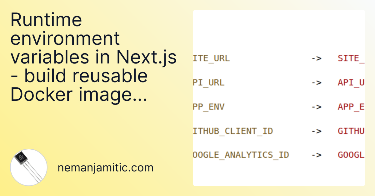 Runtime environment variables in Next.js - build reusable Docker images ...